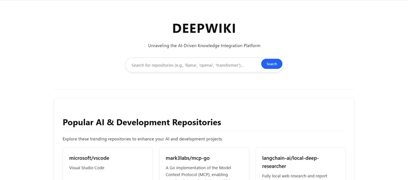 DeepWiki - AI驱动的Github知识库 - 汇智网